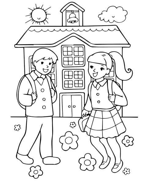 Школьники — раскраска для детей Распечатать бесплатно