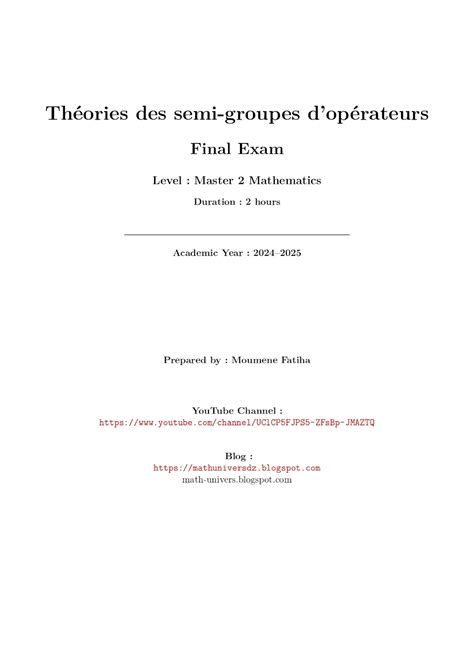Final Exam Solutions Operator Semigroup Theory Explained