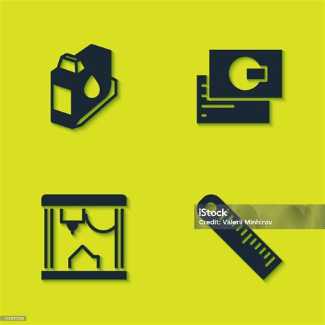 프린터 잉크 카트리지 눈금자 3d 프린터 및 명함 아이콘을 설정합니다 벡터 0명에 대한 스톡 벡터 아트 및 기타 이미지 0명 Cmyk 개념 Istock