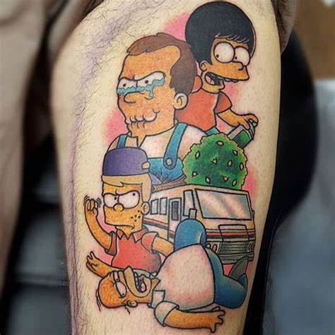 Simpsons Characters Leg Tattoo Fry And Leela Tattoo Futurerama