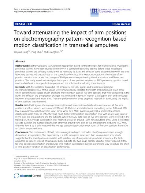 Pdf Toward Attenuating The Impact Of Arm Positions On