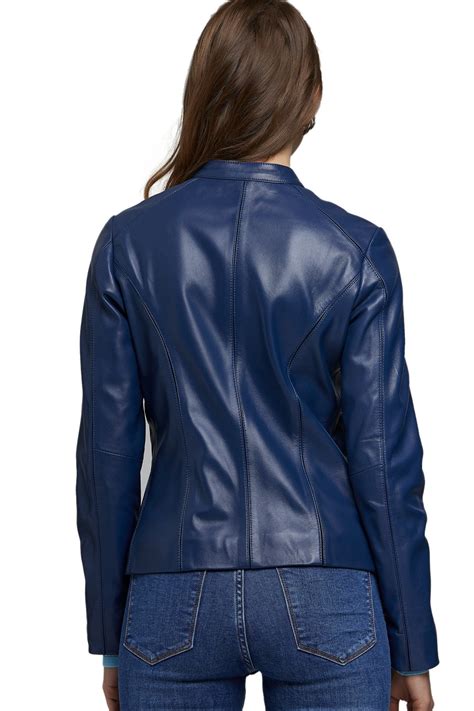 Navy Blue Jacket Leather Womens At Gordon Glazer Blog