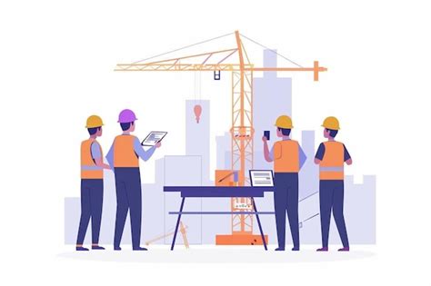 Workers In Uniform Standing At Table Premium Ai Generated Vector