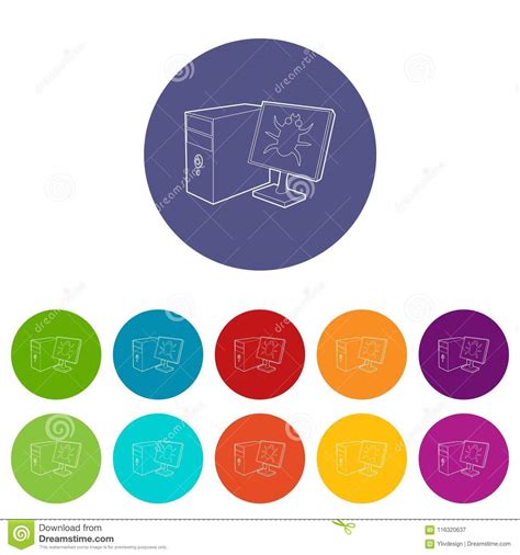 Bug On The Monitor Of Personal Computer Icon Stock Vector Illustration Of Message Hack
