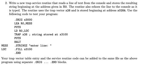 Solved 2 Write A New Trap Service Routine That Reads A Line