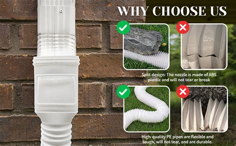 Rain Gutter Downspout Extensions 2 Pack Flexible Drain Downspout