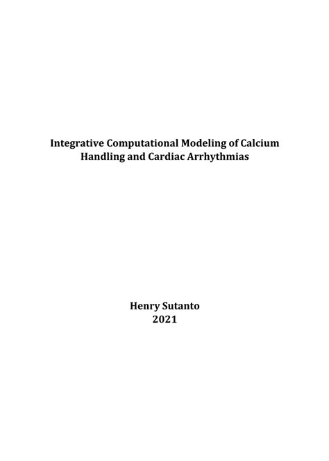 Pdf Integrative Computational Modeling Of Calcium Handling And