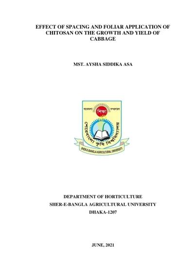 Effect Of Spacing And Foliar Application Of Chitosan On The Growth And