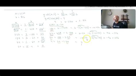 Extended Euclidean Algorithm Second Example Youtube