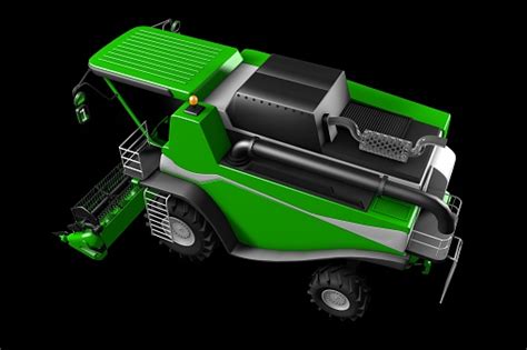 블랙에 고립 된 대형 현대 녹색 밀 농업 결합 수확기 측면 보기의 산업 3d 그림 3차원 형태에 대한 스톡 사진 및 기타 이미지 3차원 형태 곡초류 농업 Istock