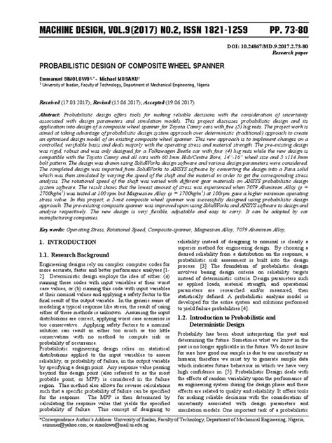 Probabilistic Design Pdf Reliability Engineering Probability