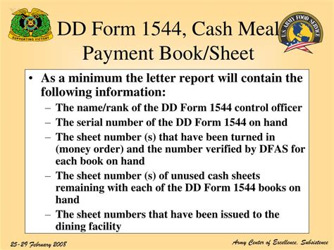 Ppt Dd Form 1544 Cash Meal Payment Booksheet Powerpoint