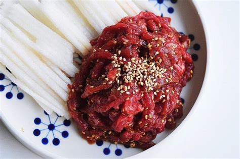 육회양념 만드는법 육사시미 뭉티기 소스 생고기 양념장 한우육회 부위 네이버 블로그