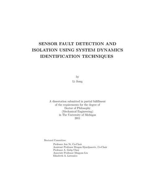 Sensor Fault Detection And Isolation Using System Dynamics