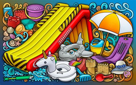 만화 귀여운 낙서 손으로 그린 여름 해변 어린이 Rsquo 배경 S 엔터테인먼트 일러스트레이션 여름 휴양 배경 일러스트 및 사진 무료 다운로드 Pngtree