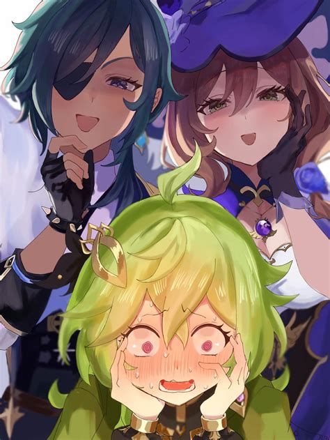 Kaeya Lisa And Collei Genshin Impact Drawn By Genkaiootakun Danbooru