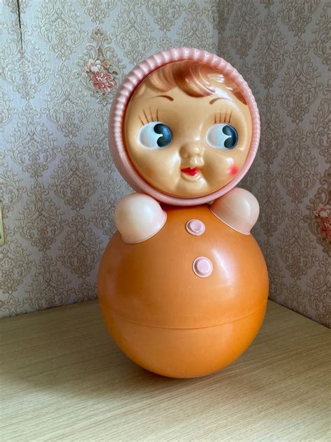 Vintage Nevalyashka Roly Poly Celluloid Plastic Soviet Toy Doll Plastic