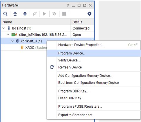 programming mimas a7 with vivado using xilinx virtual cable xvc and