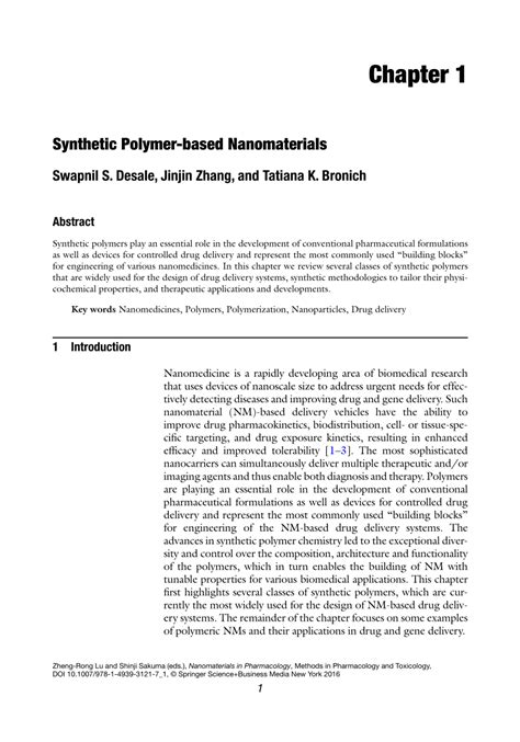 Pdf Synthetic Polymer Based Nanomaterials