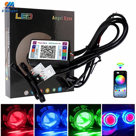 악마의 악마의 눈 Rgb 천사 눈 블루투스 App 제어 자동차 헤드 라이트 일광 장식 조명 25 인치 제논 프로젝트 렌즈