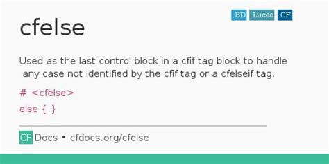cfelse code examples and cfml documentation