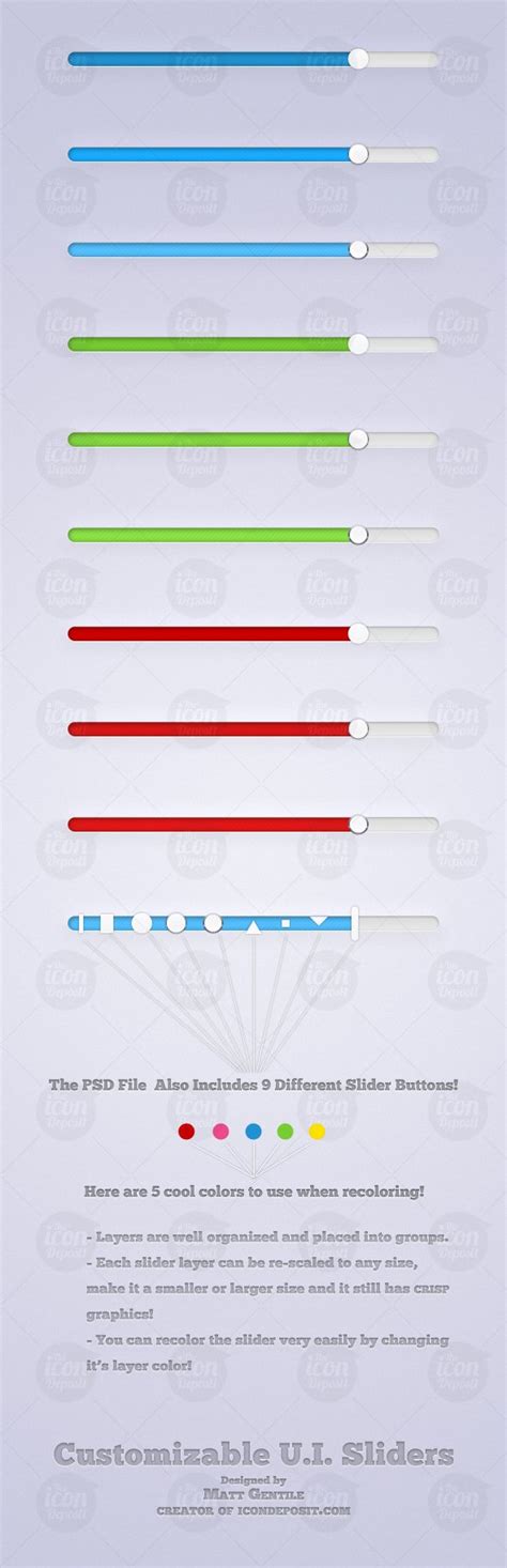 Customizable UI Sliders Free PSD Download FreeImages