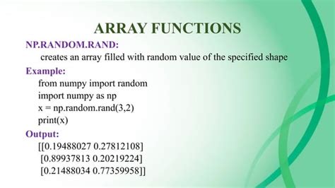 Creating Numpy Arrays In Python With An Example Pptx