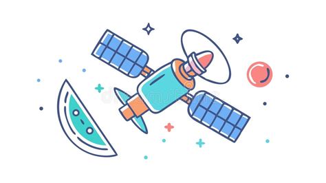 Satellite With Solar Panels Space Energy Communication Vector Design