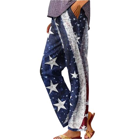 Heilau Independence Day Pants For Women 4th Of July Wide Leg Patriotic