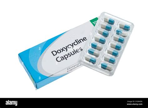 A Box Of Generic Doxycycline Antibiotic Capsules They Are Used To