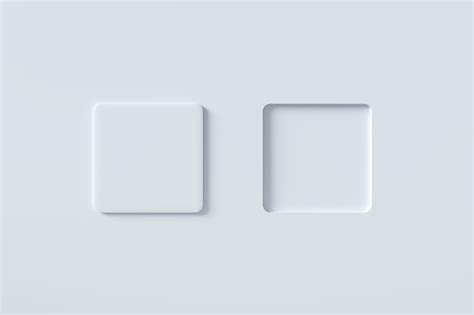 Skeuomorphism 및 Neumorphism Ui 사각형 버튼 흰색 웹 및 모바일 앱 버튼에 대한 미래 지향적인 3d 효과 디자인 직사각형에 대한 스톡 사진 및 기타
