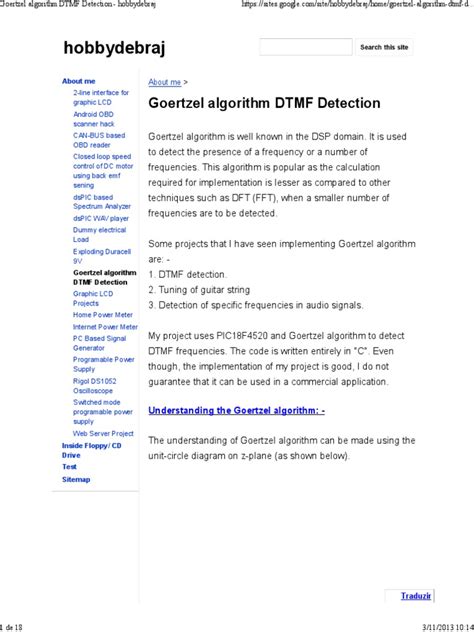 Goertzel Algorithm Dtmf Detection Hobbydebraj Pdf Operational