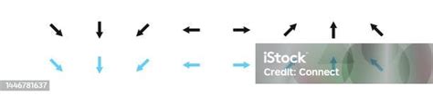 화살표 아이콘입니다 위 아래 왼쪽 오른쪽 대각선 방향 표지판 탐색 선 기호입니다 검은 색과 파란색 색상 벡터 기호입니다 등에 대한 스톡 벡터 아트 및 기타 이미지 Istock