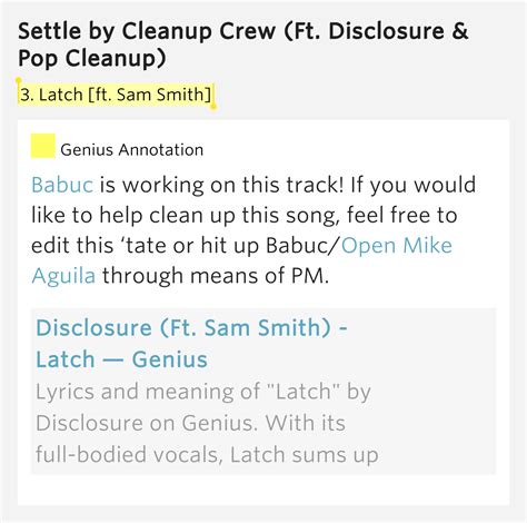 3 Latch Ft Sam Smith Settle Lyrics Meaning
