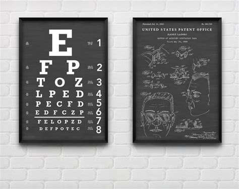 Eye Chart Poster And Optometry Patent Poster Optician Wall Art