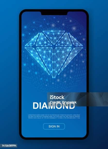 Ui Ux 디자인 템플릿에 대한 다이아몬드 3d 다각형 기호 모바일 페이지 디자인을위한 낮은 폴리 화려한 그림 쥬얼리 일러스트