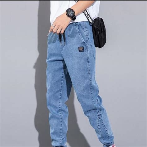 Купити Чоловічі модні чорні сині сірі джинси Вуличний одяг Брюки джоггери Штани плюс розмір 8xl