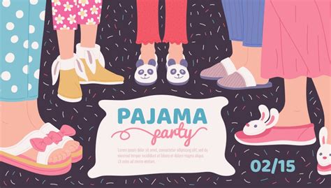 Pajama Party Background With Casual Slippers Vector Image