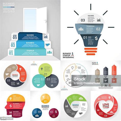 벡터 서클 인포그래픽 설정합니다 비즈니스 도표 화살표 그래프 가동 로고 8에 대한 스톡 벡터 아트 및 기타 이미지 8 전구 3 Istock