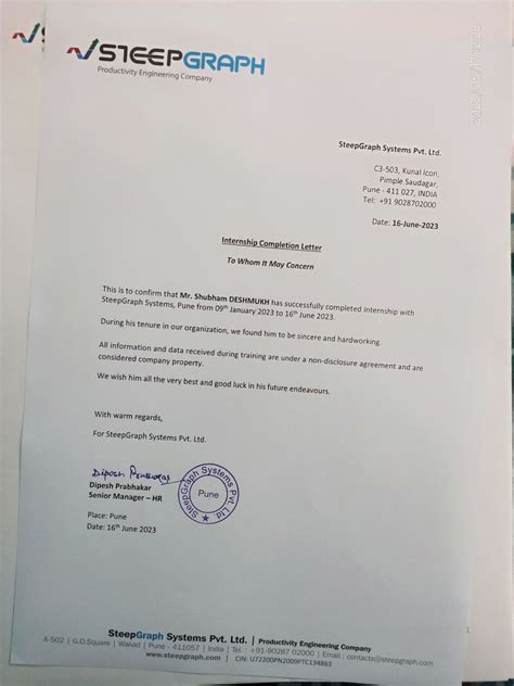 Shubham Deshmukh On Linkedin Internship Career Experience