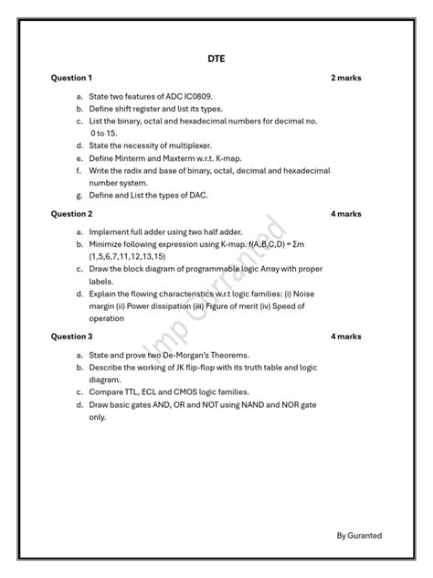 Dte Pdf Logic Gate Digital Electronics