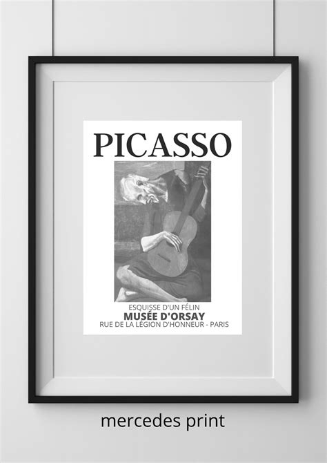 Pablo Picasso The Old Guitarist 1903 Exhibition Vintage Line Etsy