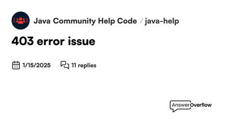 403 Error Issue Java Community Help Code Learn