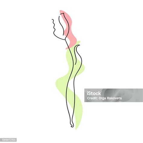 튤립 라인 아트 양식에 일치시키는 꽃 윤곽및 엽서 디자인등 2개의 컬러 스팟 꽃 나무에 대한 스톡 벡터 아트 및 기타 이미지