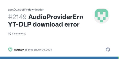 audioprovidererror yt dlp download error · issue 2149 · spotdl