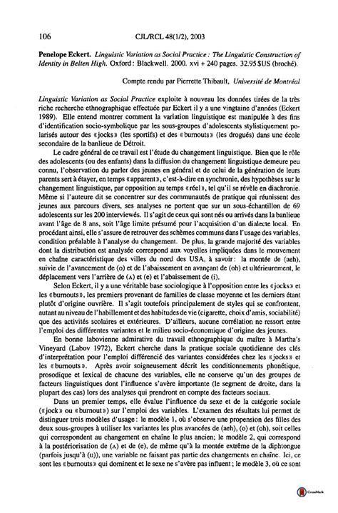 Penelope Eckert Linguistic Variation As Social Practice The