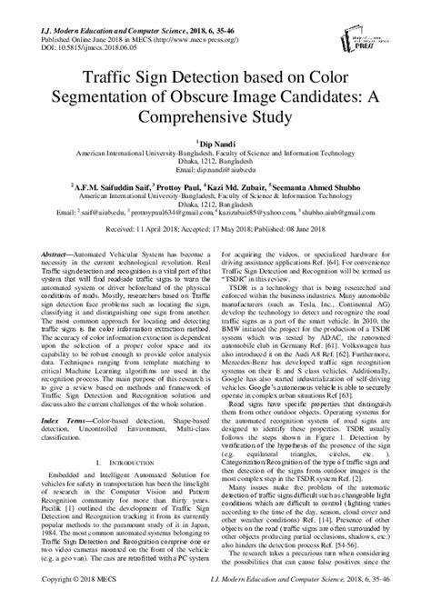 Pdf Traffic Sign Detection Via Color Segmentation