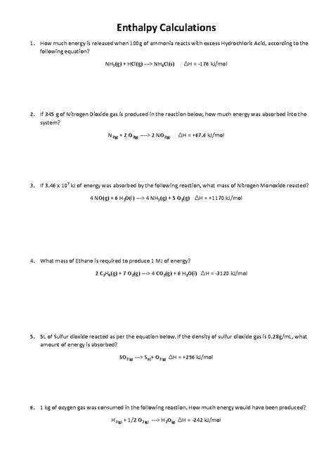 Enthalpy Calculations Beginners Enthalpy Calculations How Much Energy Is Released When 100g Of