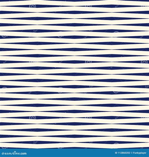 Seamless Pattern With Symmetric Geometric Ornament Nautical Blue Striped Abstract Repeated