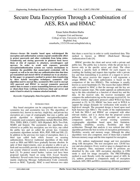 Pdf Secure Data Encryption Through A Combination Of Aes Rsa And Hmac